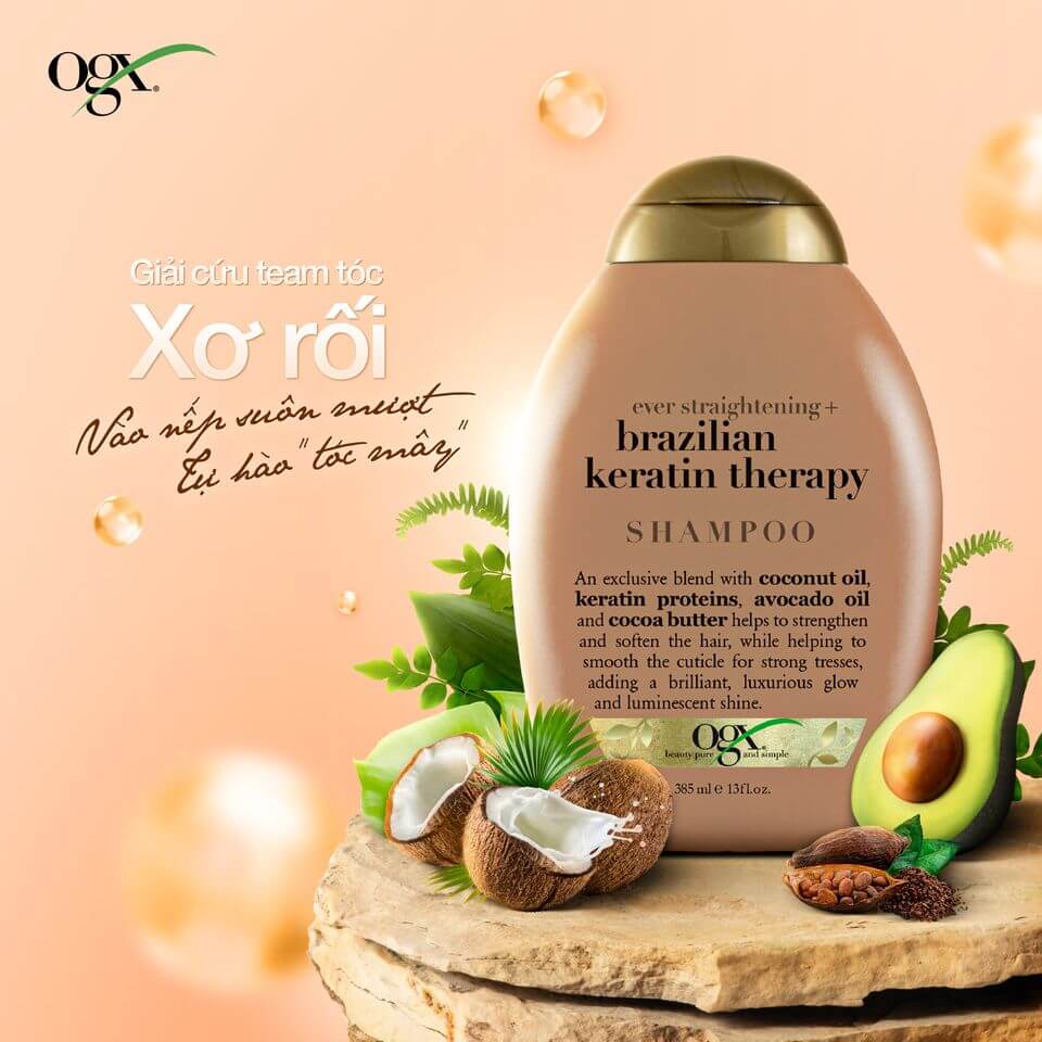 Dầu Gội OGX Ever Straightening + Brazilian Keratin Therapy Shampoo ...