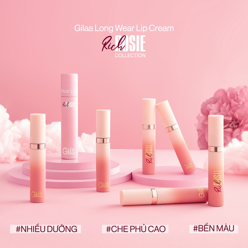 Son Kem Lì Gilaa Long Wear Lip Cream Rich Rosie Collection (5g) - Nuty Cosmetics